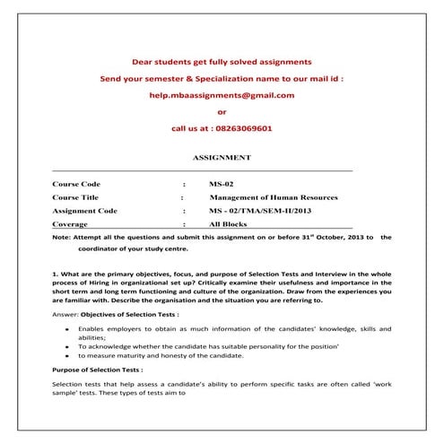 Ms 02 management of human resourcesc | DOCX | Human Resources | Business