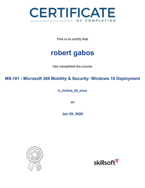 SkillSoft - MS-101 - Microsoft 365 Mobility & Security - Managing ...