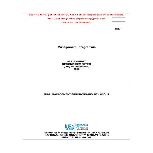 Ms 1 management functions and behaviour | DOC