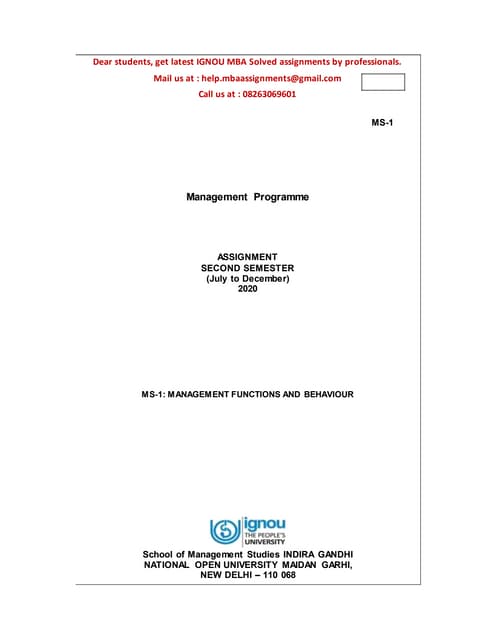 Ms01 management functions and behaviour july dec 2020 | PDF