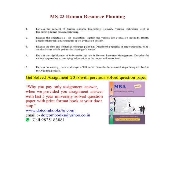 Ms 23 ignou assignment 2018 | DOCX | Human Resources | Business