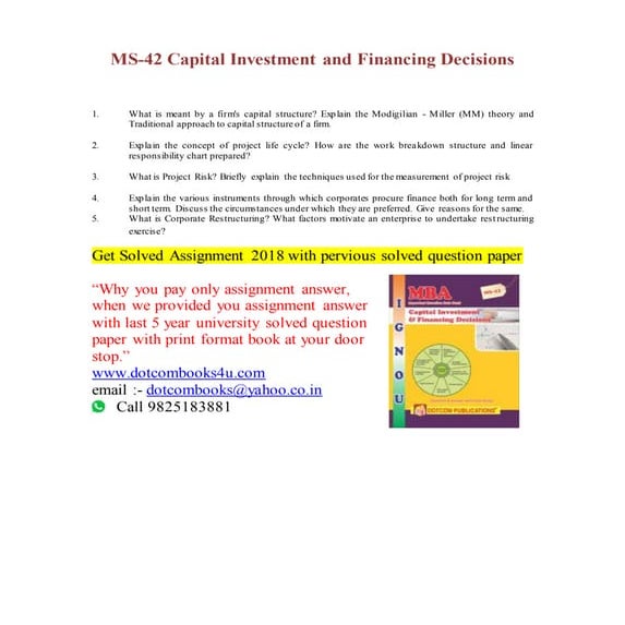 Ms 42 ignou assignment 2018 | DOCX | Business Accounting & Finance | Business