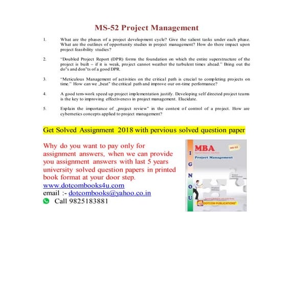 Ms 52 ignou assignment 2018 | DOCX