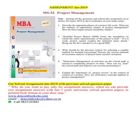 ASSIGNMENT Jan-2019 MS-52 Project Management | PDF