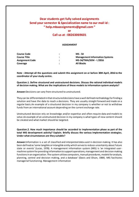 A Brief History Of Decision Support Systems | PDF