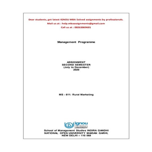 Ms 611 rural marketing | DOC