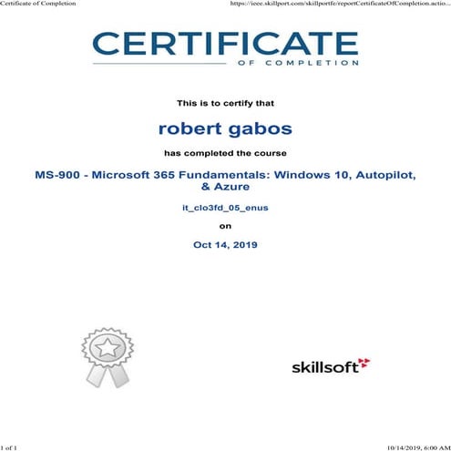SkillSoft - MS-900 - Microsoft 365 Fundamentals - Windows 10, Autopilot ...