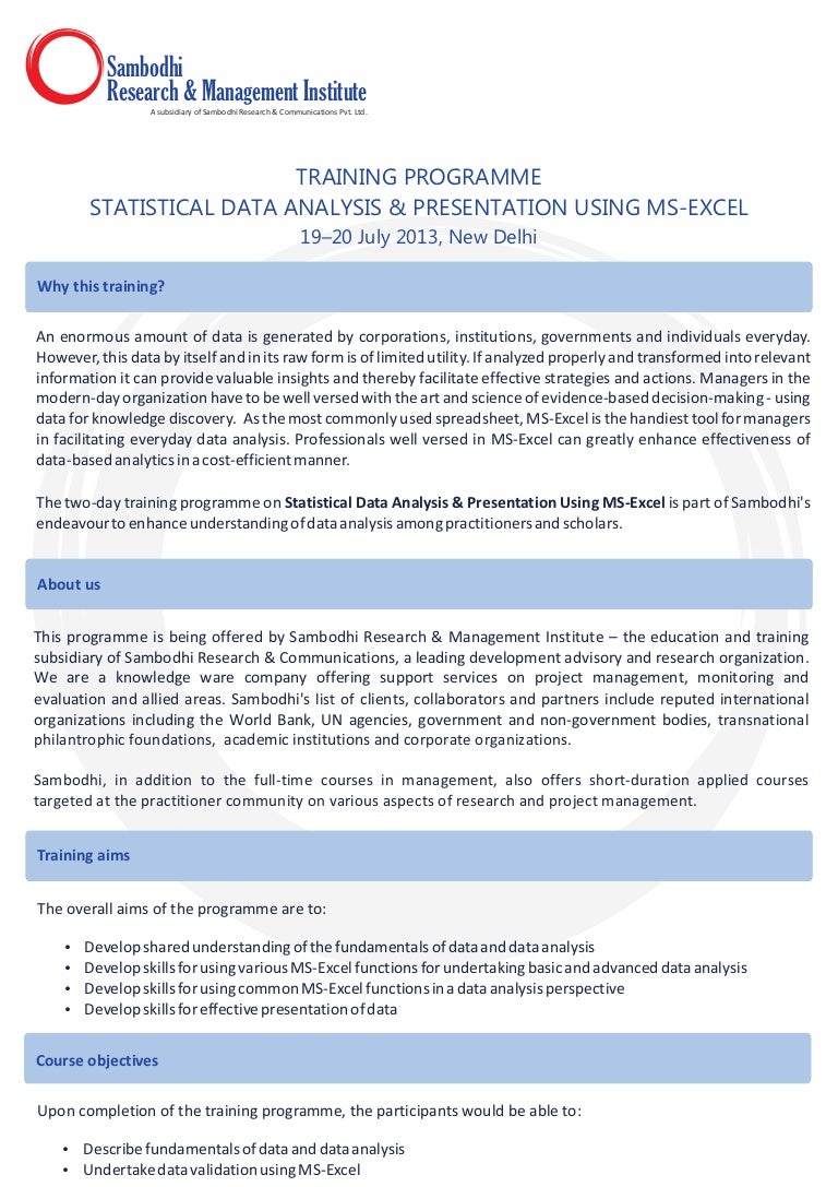 Ms excel training flyer 19 - 20 july