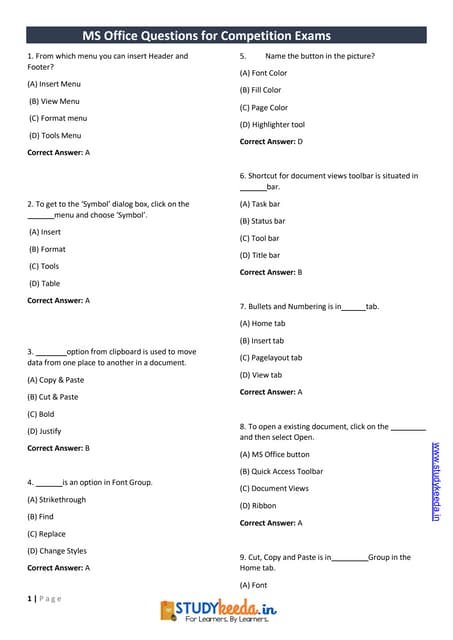 Notepad MCQ Objective Questions and Answers | PDF