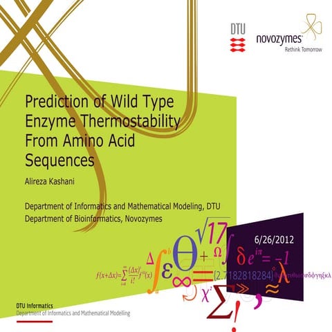 Prediction of Wild Type Enzyme Thermostability From Amino Acid ...