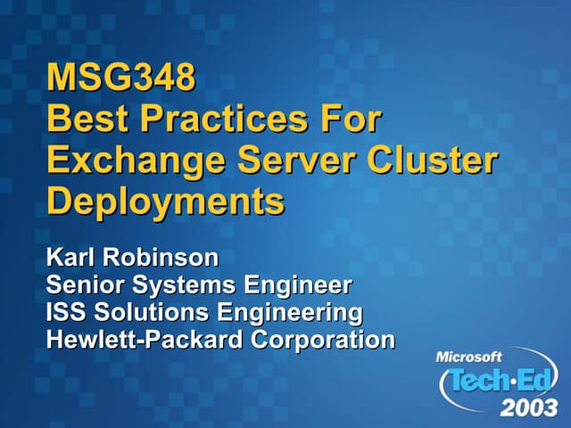 SQL Server Cluster Presentation