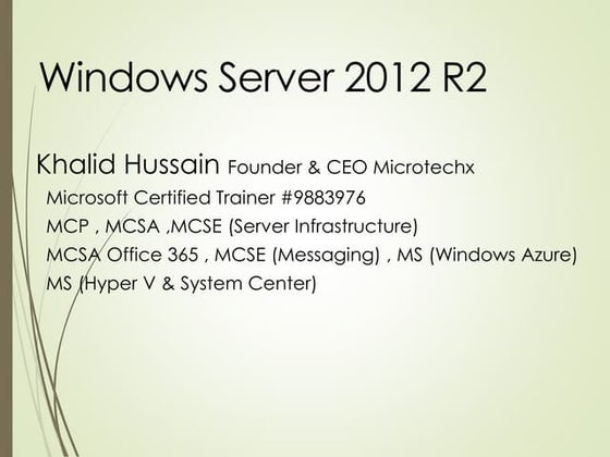 Windows Server 2012 Training | PDF
