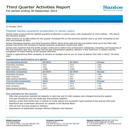 Santos_Third Quarter Activities Report | PDF