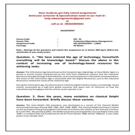 Ms 53 production operations management | DOCX