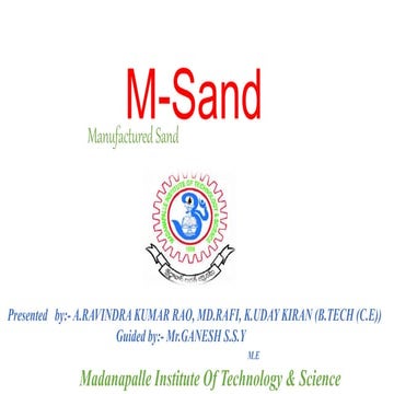 M-sand (Manufactured Sand) | PPTX