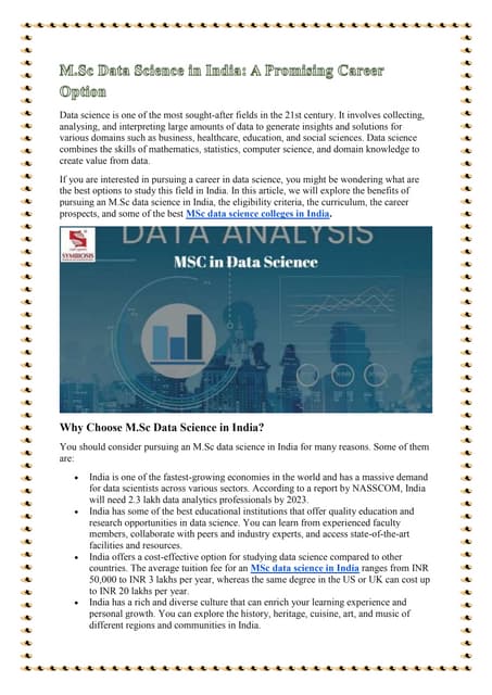 M Sc Data Science In India A Promising Career Option Docx