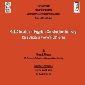 M Sc - Nefert Moussa - Risk Allocation in Egyptian Construction ...