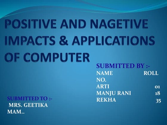 Positive and Negative Impacts of Computer | DOCX