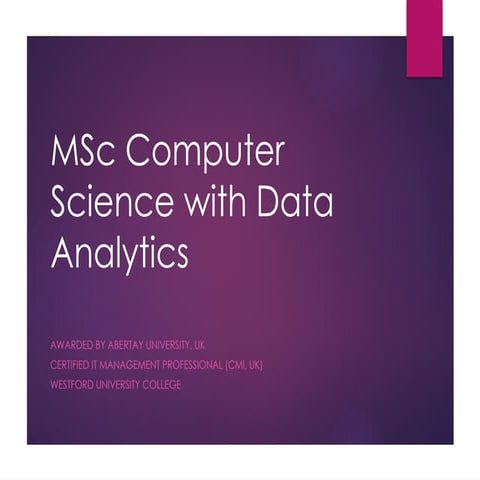 MSc Computer Science Data Analytics Program | PPTX