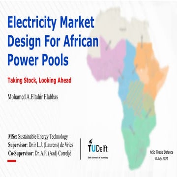 Electricity Market Design for African Power Pools 2021 | PPT