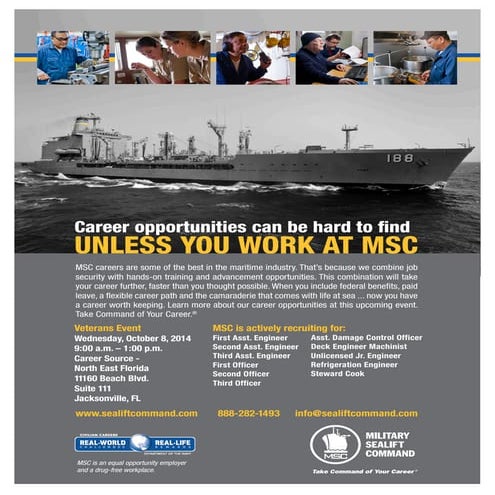 MSC Job Fair Flyer Jacksonville 2014 Oct 8, 2014 | PDF