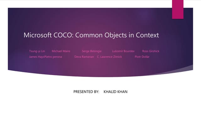 Microsoft Coco Common Objects In Context Ppt