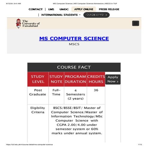 Ms Computer Science Ms Computer Science Admissions Mscs In Tufpdf 