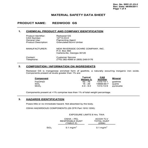 NROchre: MSDS - Curry N500 GS | PDF