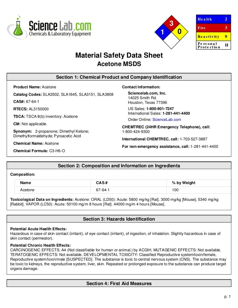 Msds Aseton Msds Aseton