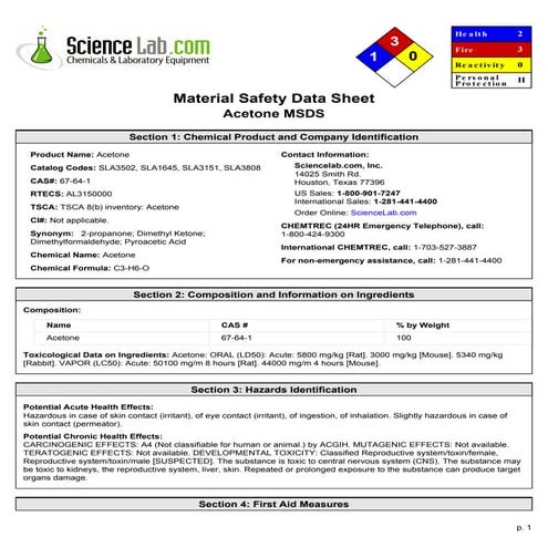 Msds aseton | PDF