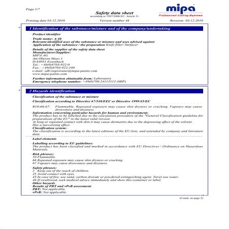 Msds Mipa A40 gb | PDF