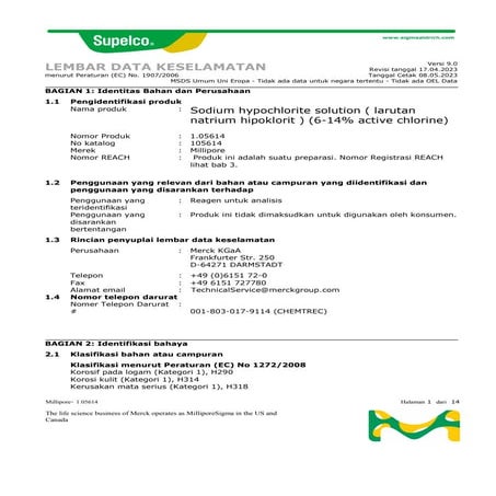 MSDS Sodium Hypochlorite (Bayclin).PDF
