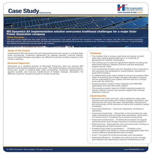 Ms dynamics ax implementation solution | PDF