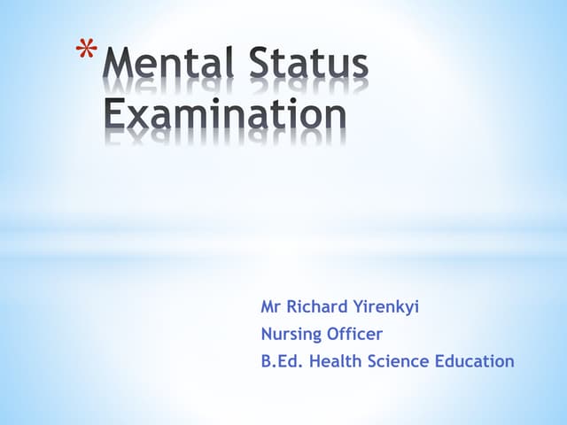 Psychiatric History taking and mental status examination | PPTX