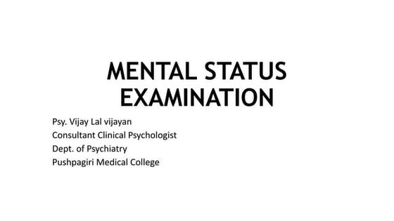 Mental state examination abstract thinking, insight and judgment | PPT