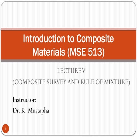 MSE 513 Lecture V.pptx. introduction to composite survey and rule of mixture | PPTX