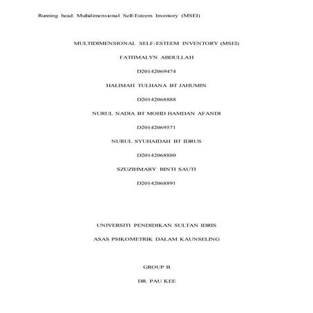 MULTIDIMENSIONAL SELF-ESTEEM INVENTORY | DOCX