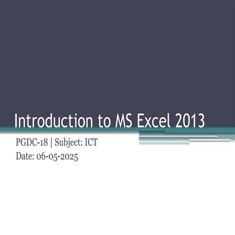 Ms Excel - The Introduction of Excel 2013 | PPTX