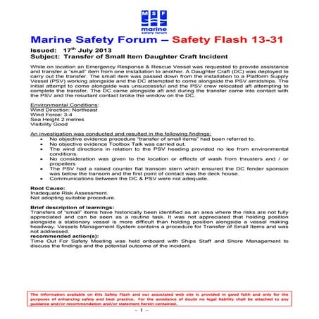 Msf safety-flash-13.31 | Logistics | Business