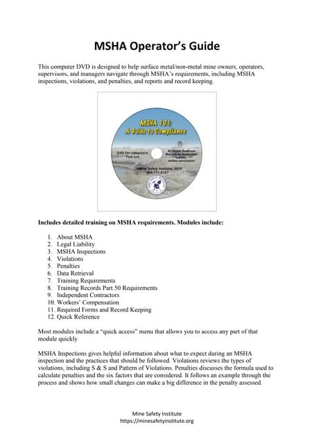 Mining in snow mine safety training | PDF