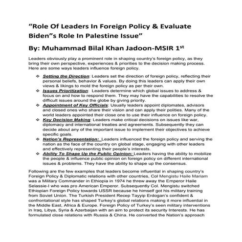 MSIR -Role Of Leaders In Foreign Policy.docx