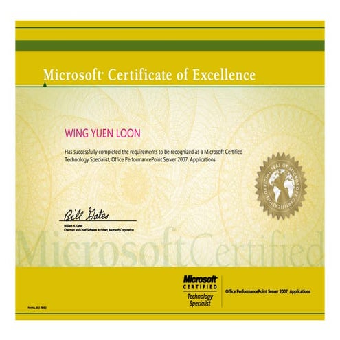 Microsoft MCTS Certificate | PDF | Operating Systems | Computer Software and Applications