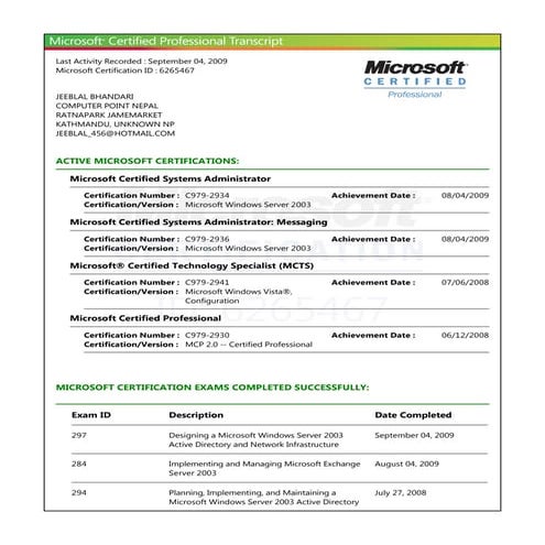 Ms learning transcript | PDF | Computing | Technology & Computing