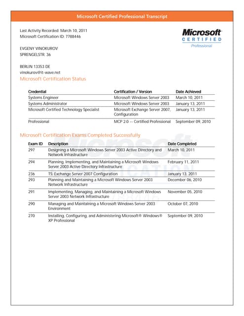 Ms Learning Transcript 2012 | PDF