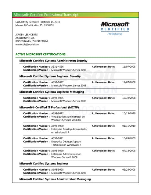 Microsoft Transcript | PDF