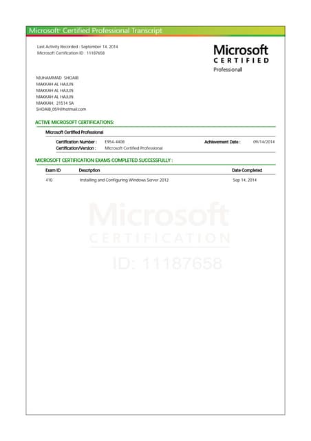 Microsoft Certified Professional Transcript.PDF