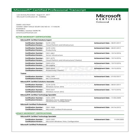 Microsoft Transcript | PDF