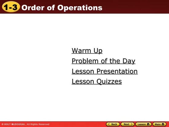 Order of Operations (MDAS Rules) Math 4 | PPTX