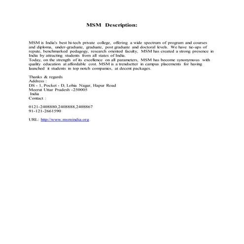 Msm descriptions | DOCX