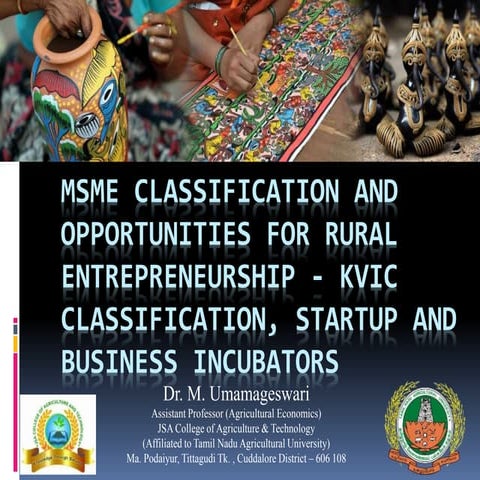 MSME - KVIC - Startup - Business Incubators | PPTX
